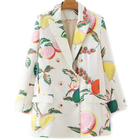 MOTF | Jackets & Coats | Motf Colorful Fruit Print Blazer Maximalist ...